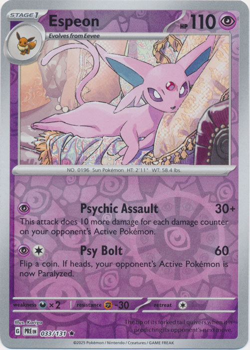 401 Games Canada - Espeon - 033/131 - Rare - Reverse Holo
