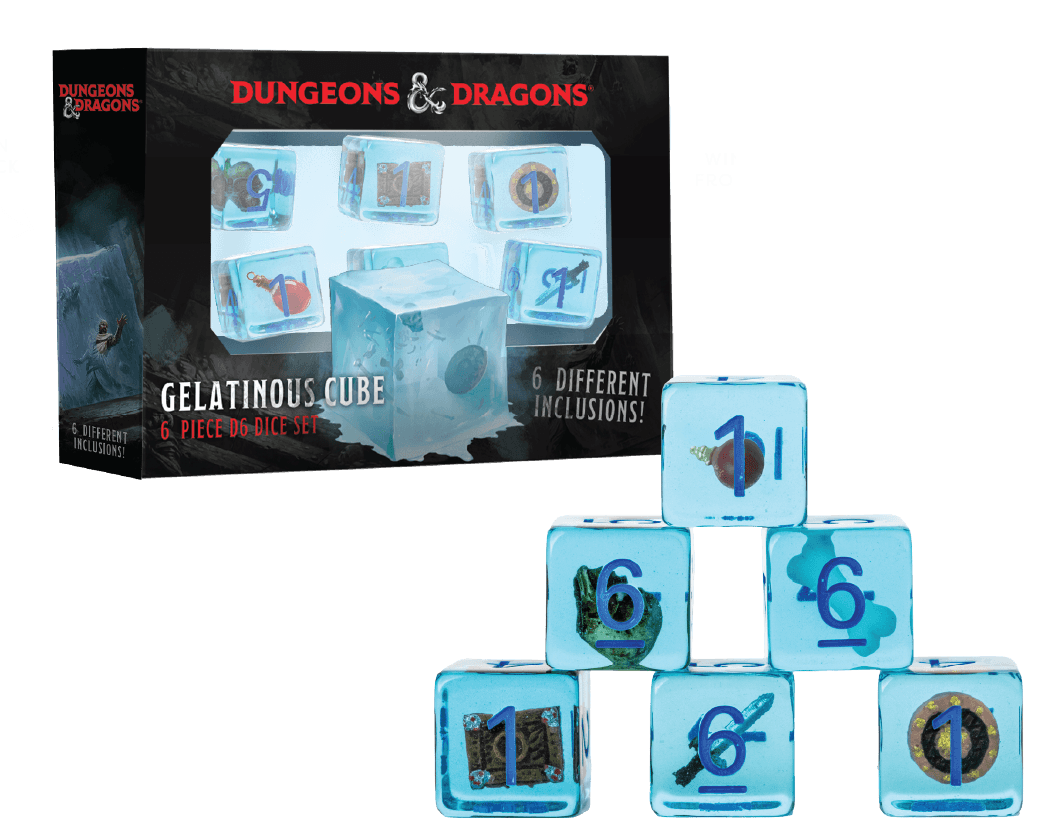 401 Games Canada - FanRoll - D&D Gelatinous Cube Inclusion 6D6 Dice Set