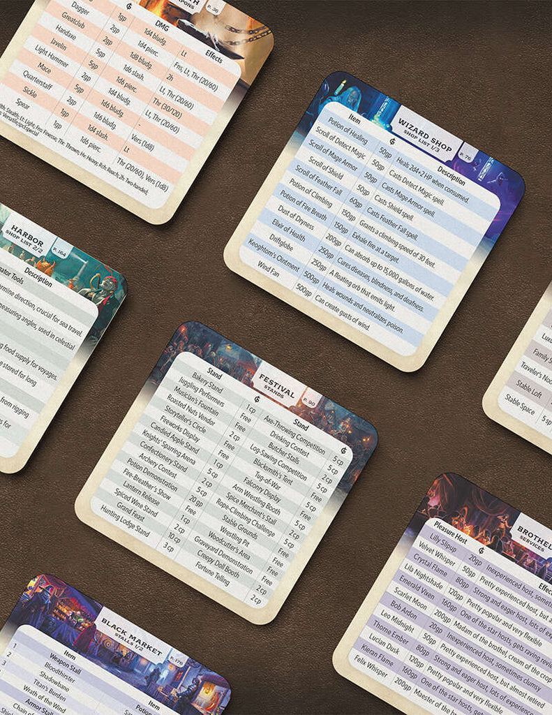 401 Games Canada - Worlds at a Glance: Towns & Villages - Shop Cards