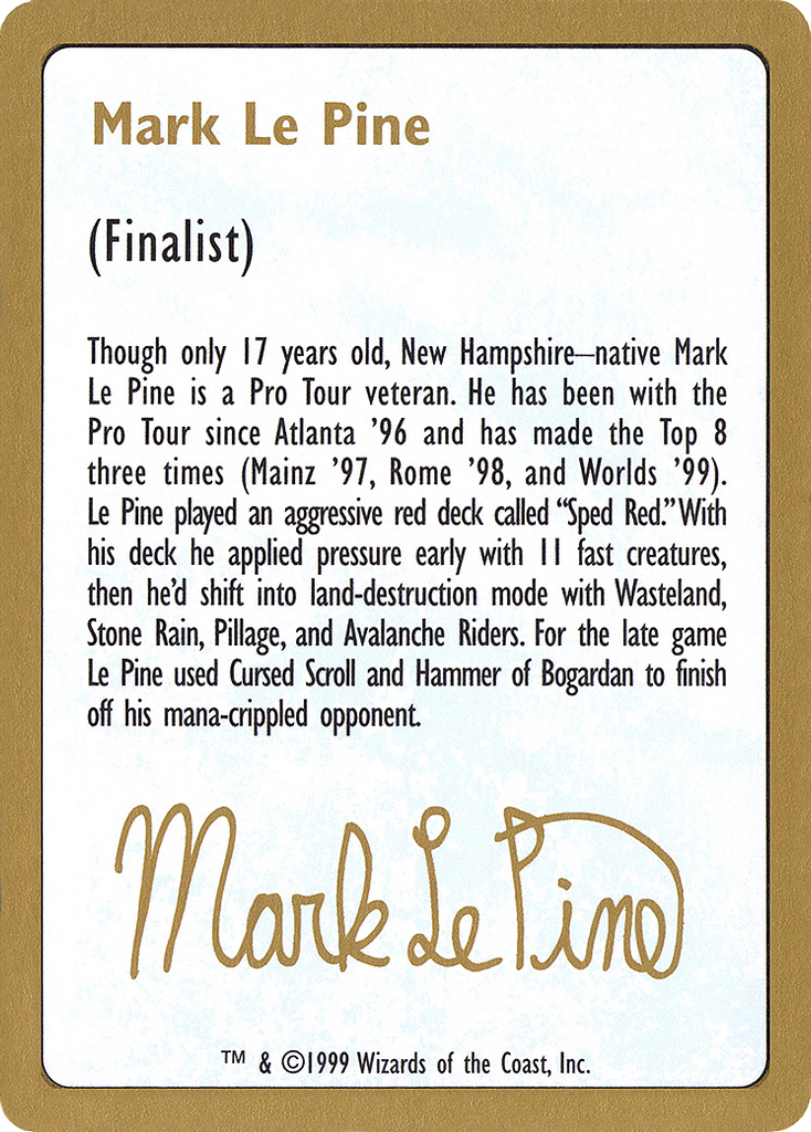 401 Games Canada - Mark Le Pine Bio (WC99) (Mark Le Pine)