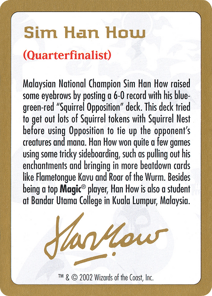 401 Games Canada - Sim Han How Bio (WC02) (Sim Han How)