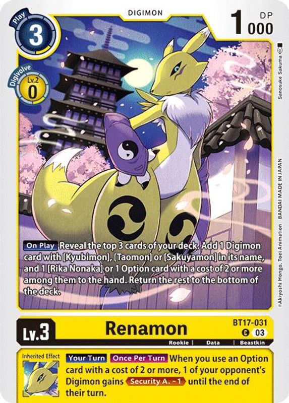 401 Games Canada - Renamon - BT17-031 - Common