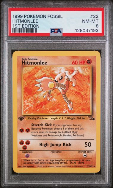 401 Games Canada - Hitmonlee - Fossil 1st Edition - Rare - PSA 8 NM-MT